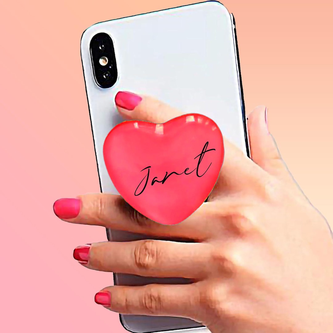 Customized Heart Shaped Phone Grip With Collapsible Expandable ...
