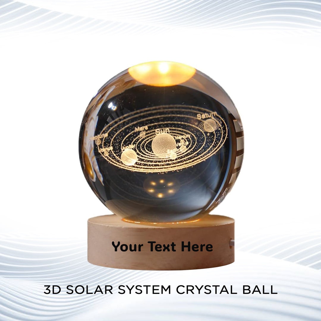 Personalized 3D Galaxy Crystal Ball LED Night Light: Custom Solar System - Etsy