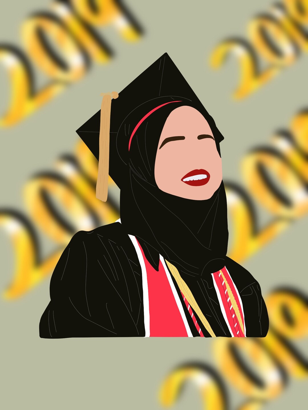 Custom Graduation Digital Art Portrait, Minimalist Illustration ...