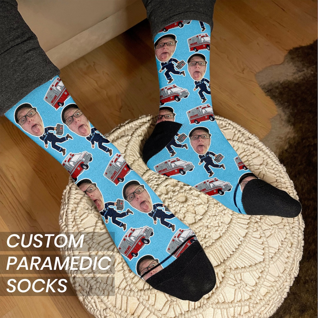 Personalized Paramedic Socks: Custom Cartoon Face Gift - Etsy