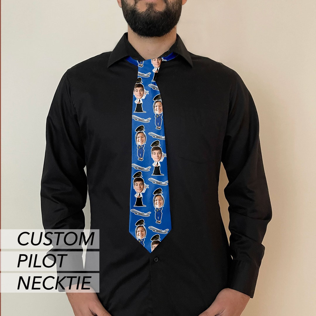Personalized Pilot Necktie: Custom Face Airplane Gift - Etsy