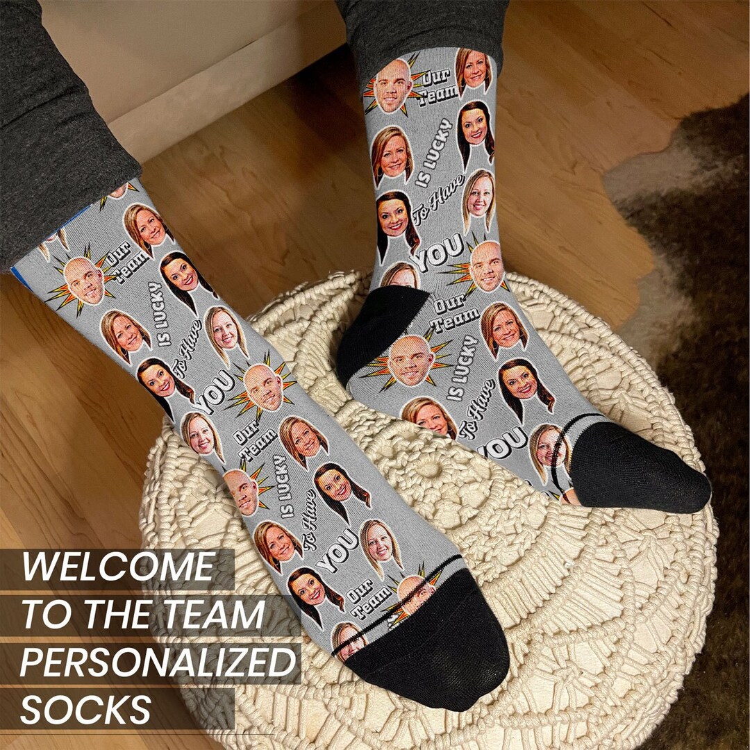 Personalized Team Face Socks: New Employee Welcome Gift - Etsy
