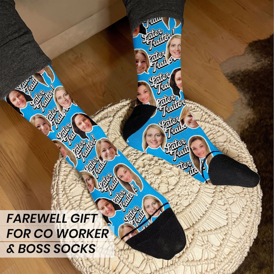 Custom Face Farewell Socks: Funny Coworker Leaving Gift - Etsy
