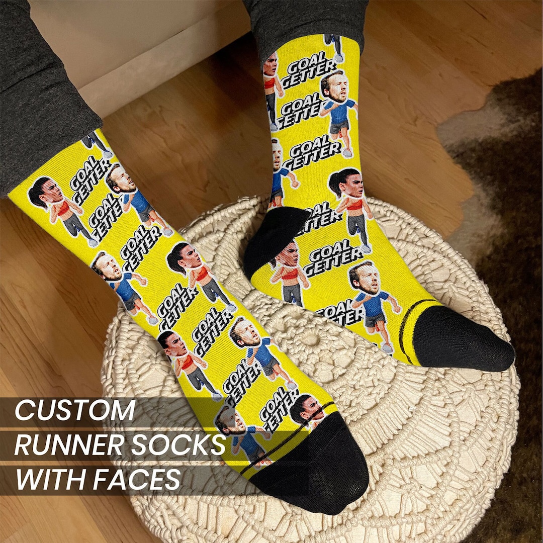 Personalized Runner Socks: Custom Face Cartoon Gift - Etsy