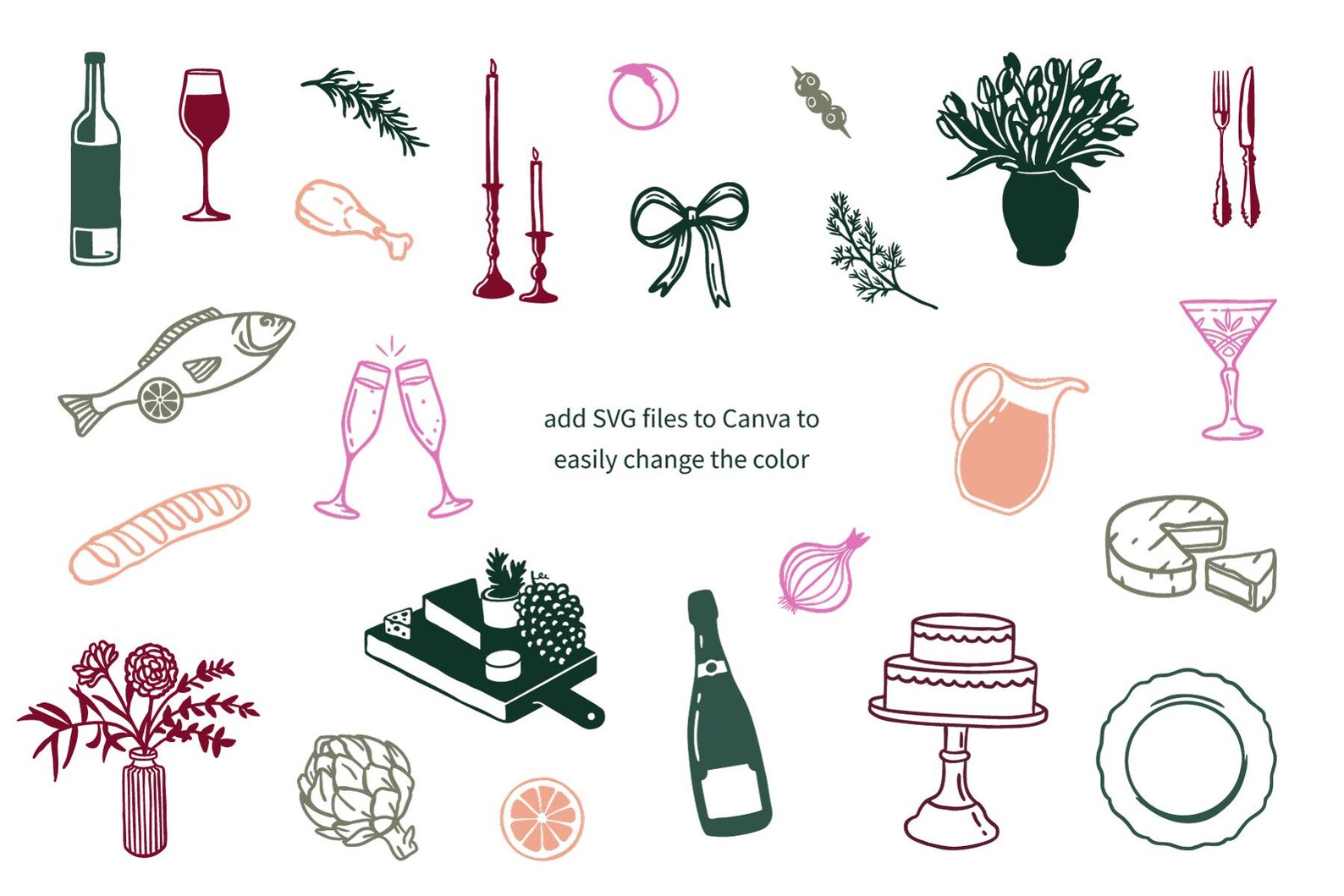 Hand-drawn Dinner Party Illustration Set - Etsy