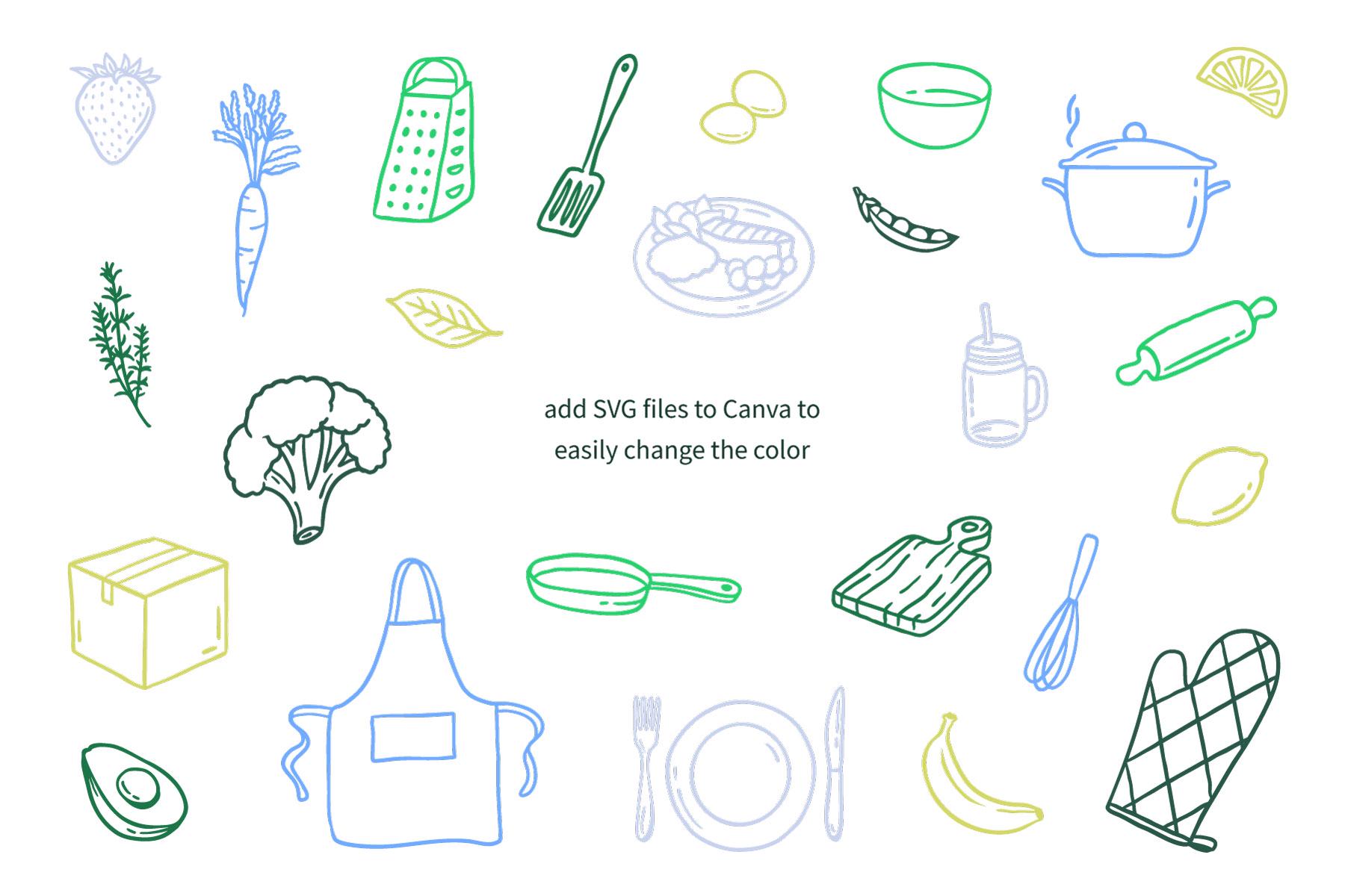 Hand-drawn Healthy Cooking Illustration Set - Etsy