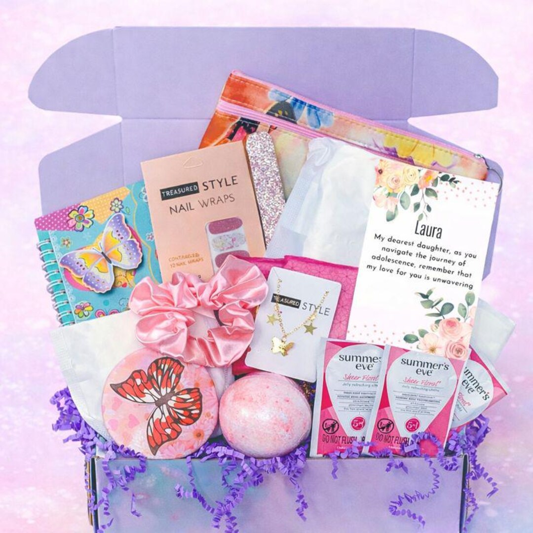 Teen Girl Period Box, First Period Kit for Girls, Daughter Menstruation ...
