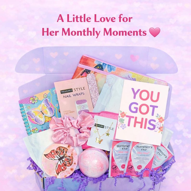 Teen Girl Period Kit Gift Box, First Period Gift for Daughter, Tween ...