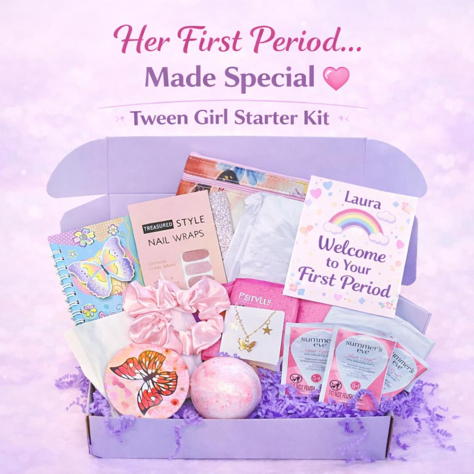 First Period Gift Box for Tween Girl | Teen Girl Period Kit, Daughter ...