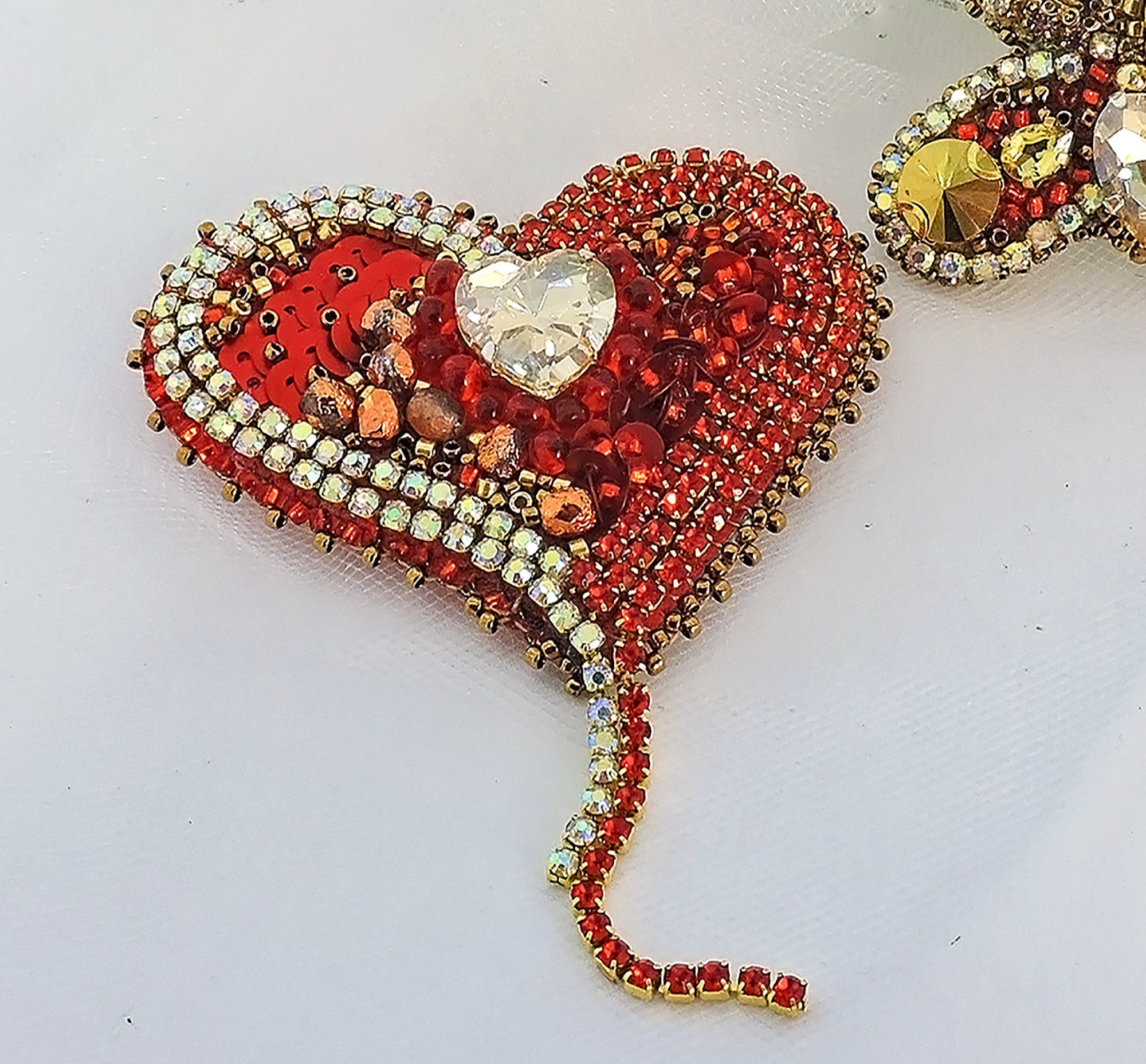 Embroidered brooches for women handmade red brooch heart | Etsy