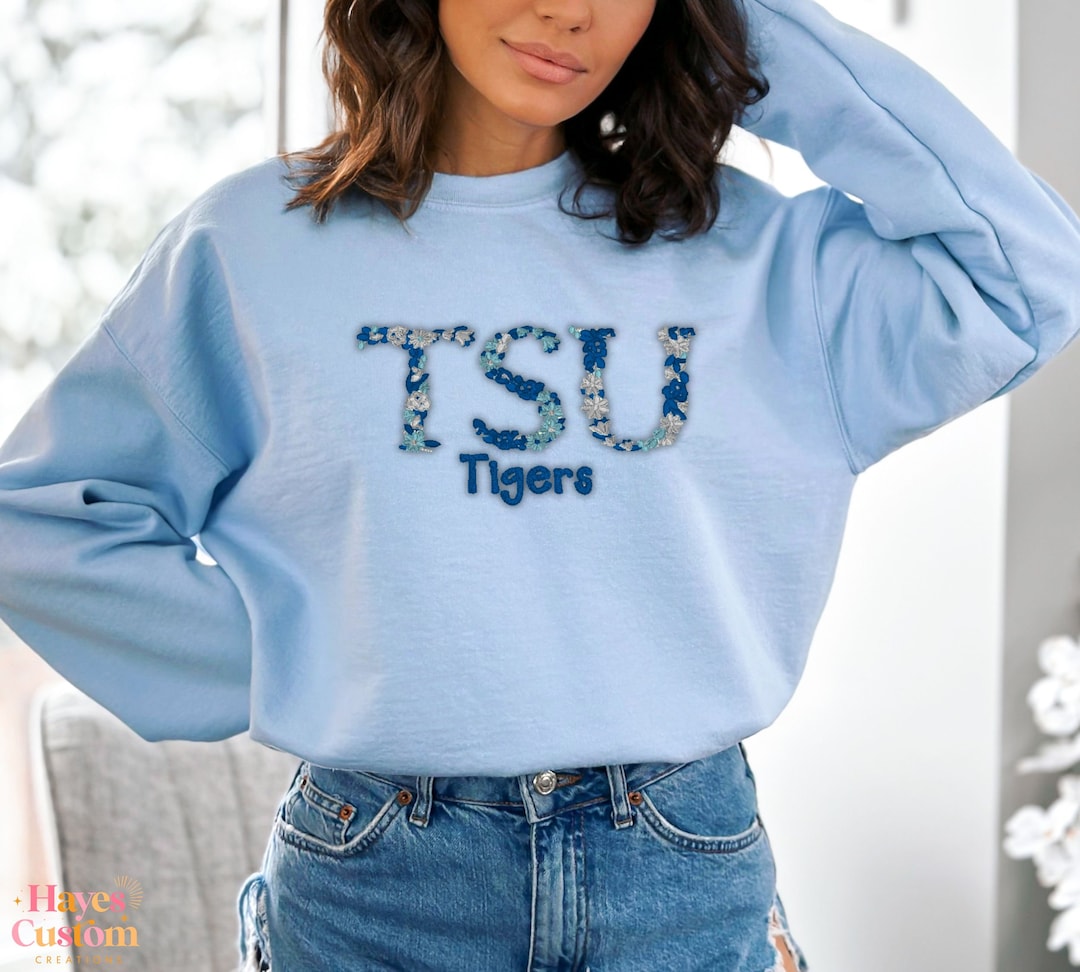 Custom Embroidered Floral University Sweatshirt, Personalized College ...