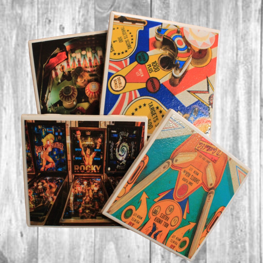 Pin Ball Sublimated Ceramic Tile Coasters, Ceramic Coasters, Coaster ...