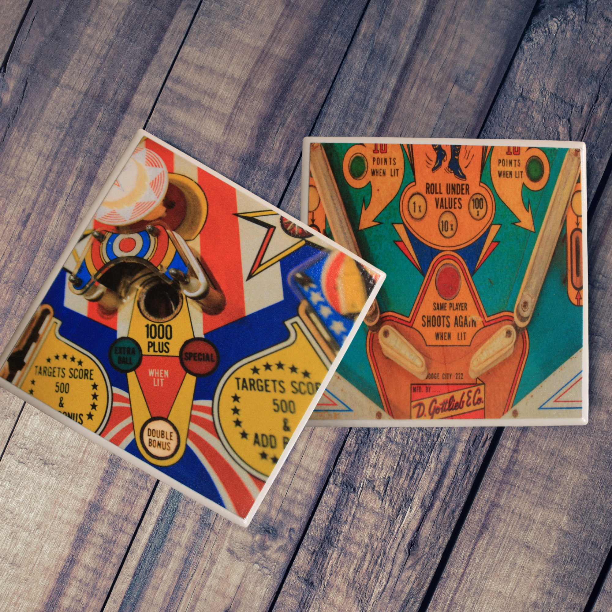 Pin Ball Sublimated Ceramic Tile Coasters, Ceramic Coasters, Coaster ...