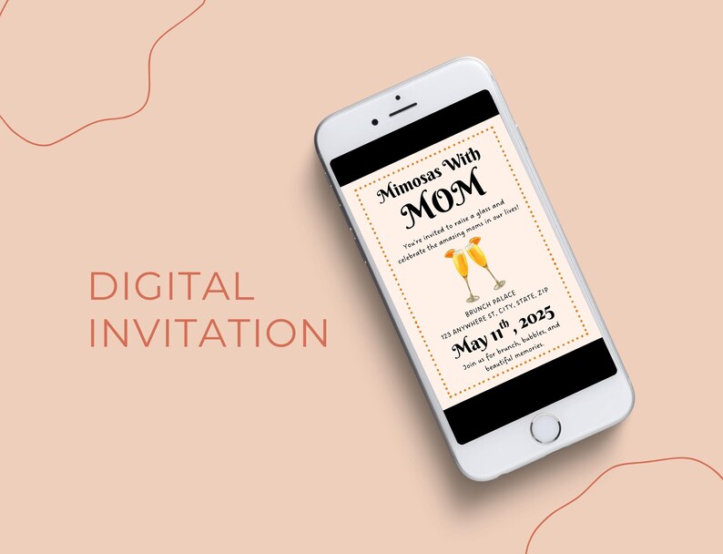 MIMOSAS WITH MOM | Editable Mothers Day Invitation | Canva Template ...