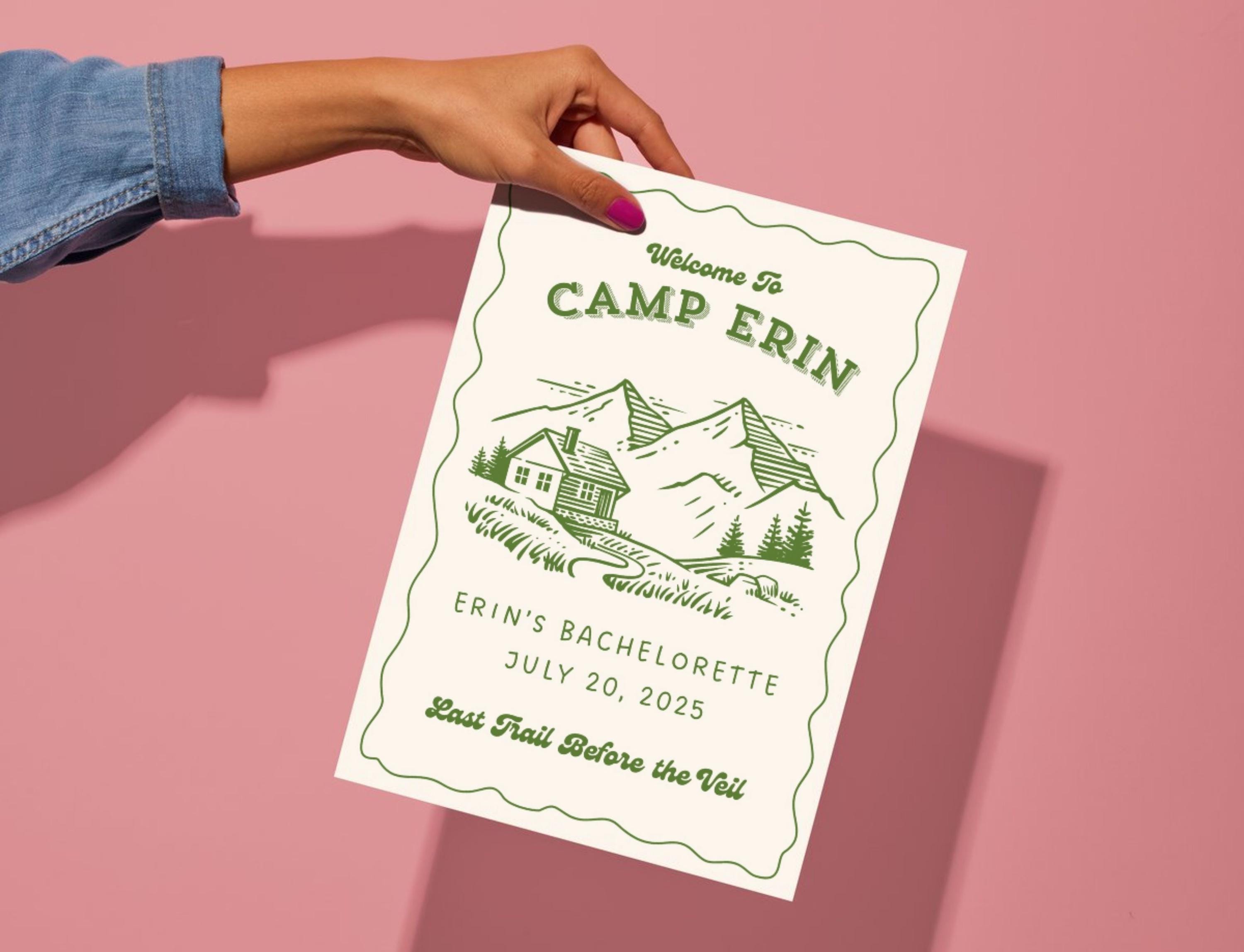 CAMP BACH Custom Sign | Cabin Sign | Canva Template | Camping ...