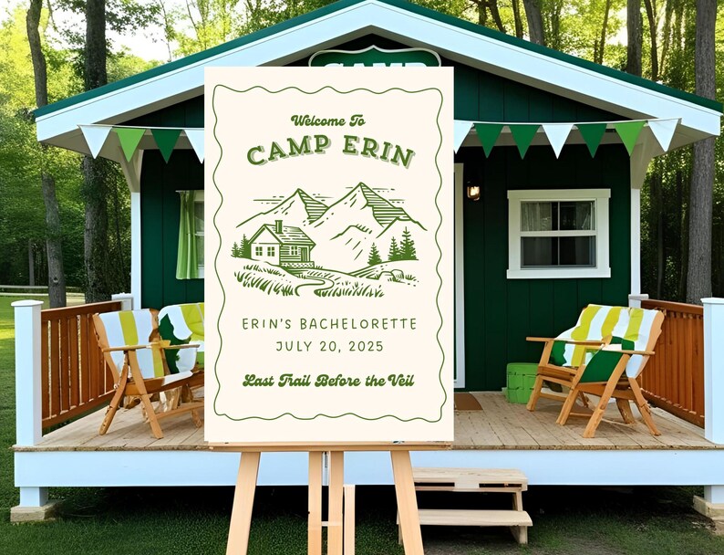 CAMP BACH Custom Sign | Cabin Sign | Canva Template | Camping ...