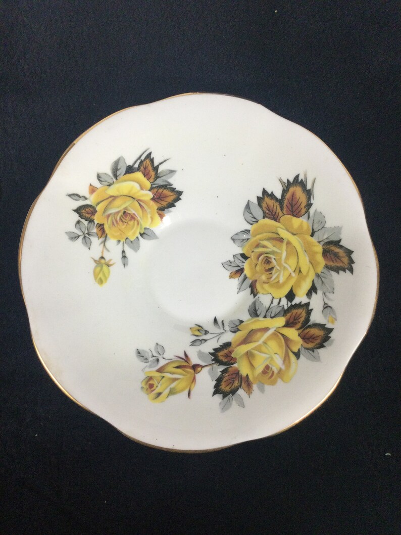 Rosina Bone China Teacup Yellow Roses Gold Trim - Etsy