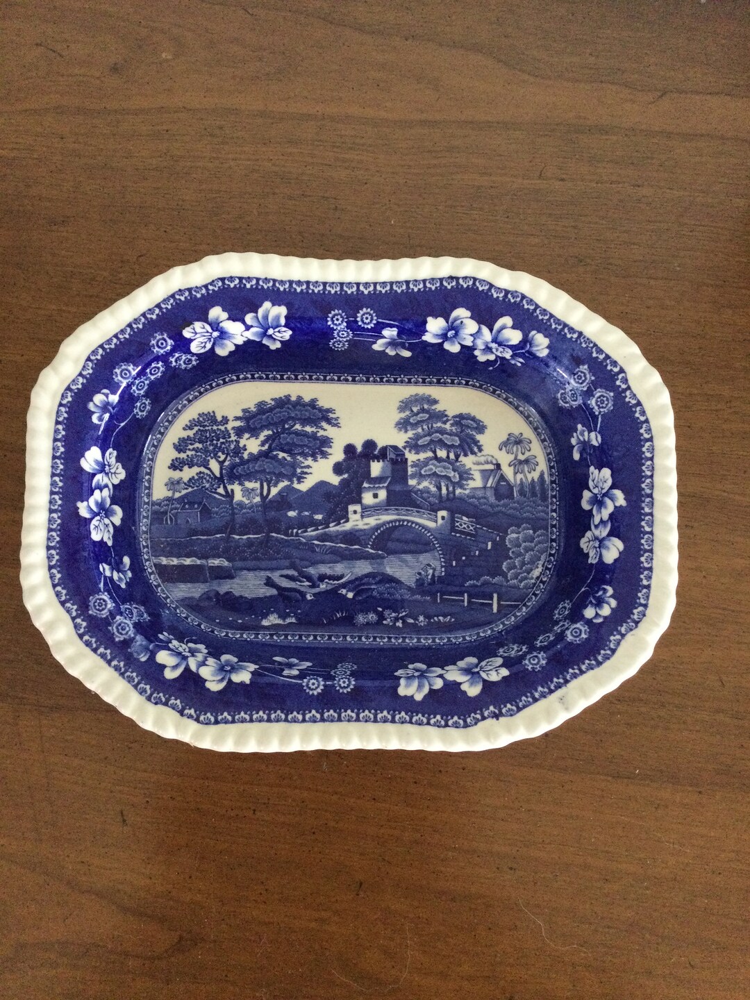 Spode Blue Tower Large Serving Bowl From a Design C 1814 9.75” X 7.5” 1 ...