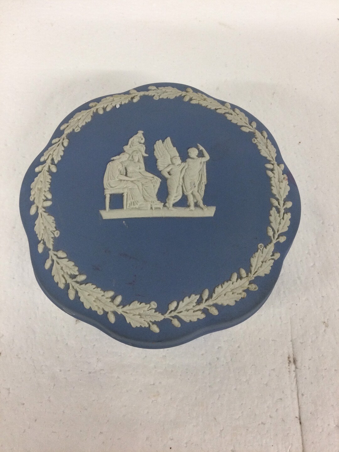 Vintage Jasperware Blue Dresser Box Lidded With Fluted Rim - Etsy