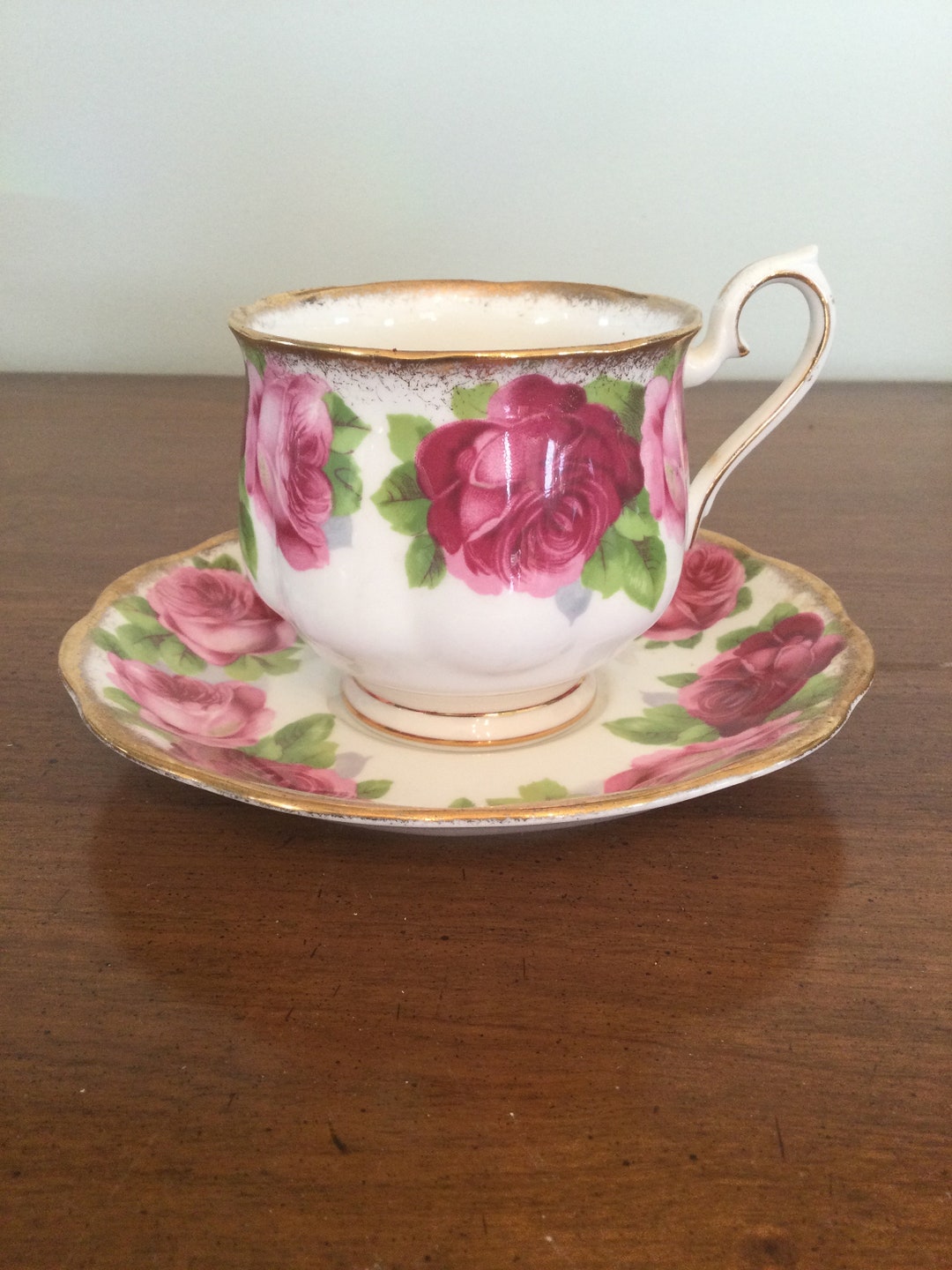 Royal Albert Old English Rose Teacup and Saucer - Etsy