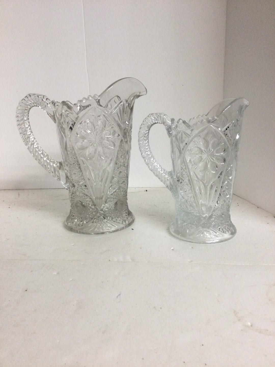 Imperial Glass Co. Cosmos EAPG Water and Milk Pitcher Pair 1 Quart & 1 ...