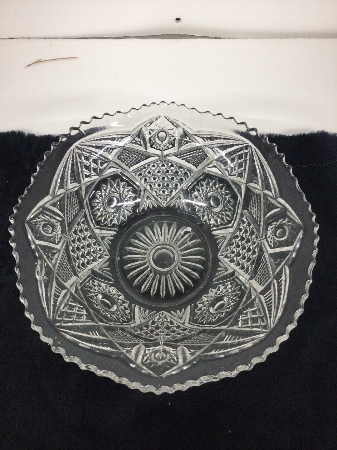 Antique BC Glass Hobstar Pattern 9” Flared Bowl 3” Tall - Etsy