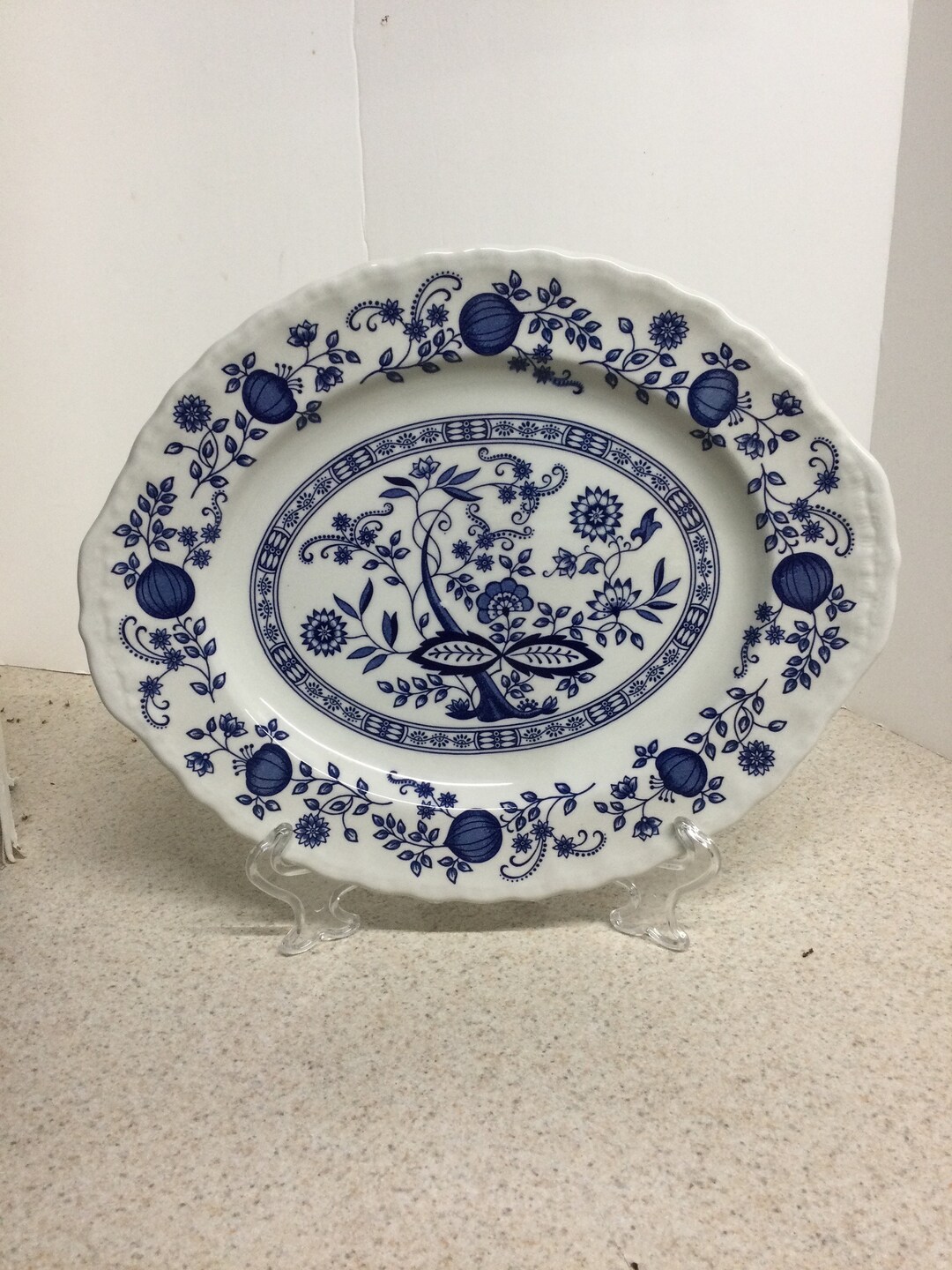 Epoch Wedgwood Tunstall Blue Heritage Blue Onion Platter 12.25 X 10 - Etsy