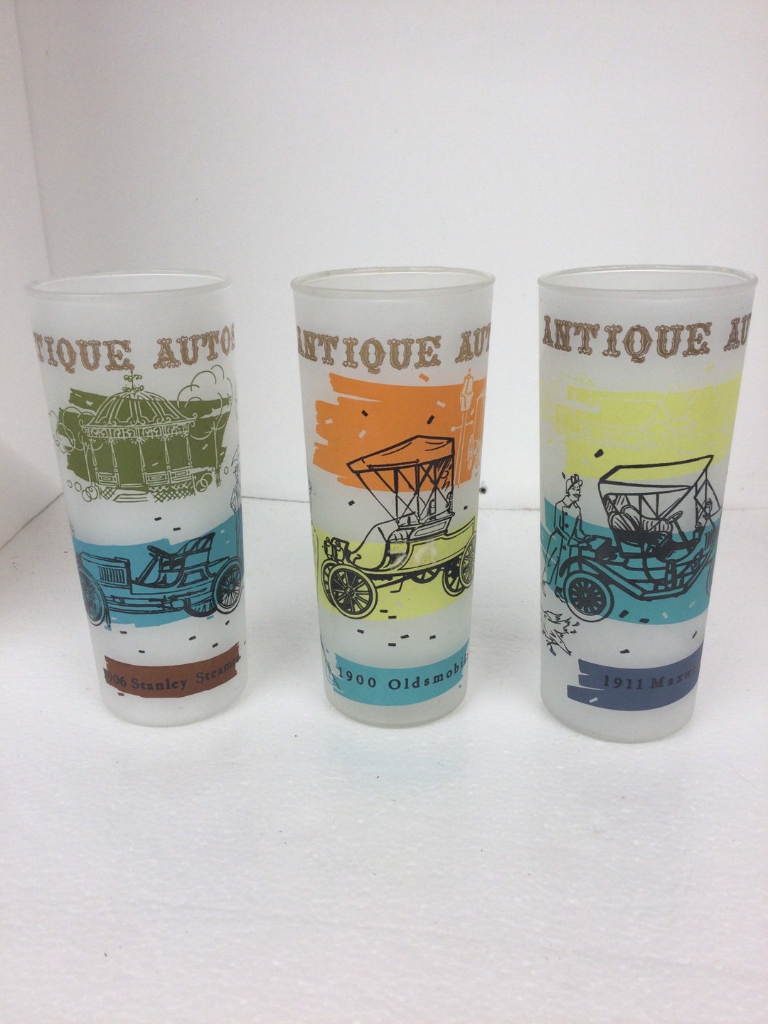 Antique Auto Frosted Glass 16oz ( 3 )iced Tea Tumblers - Etsy