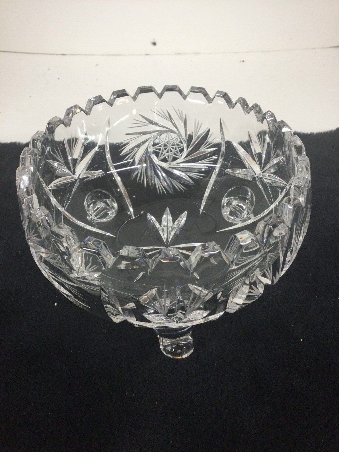 Crystal Footed Pinwheel Pattern Sawtooth Rim Bowl Snail Feet - Etsy