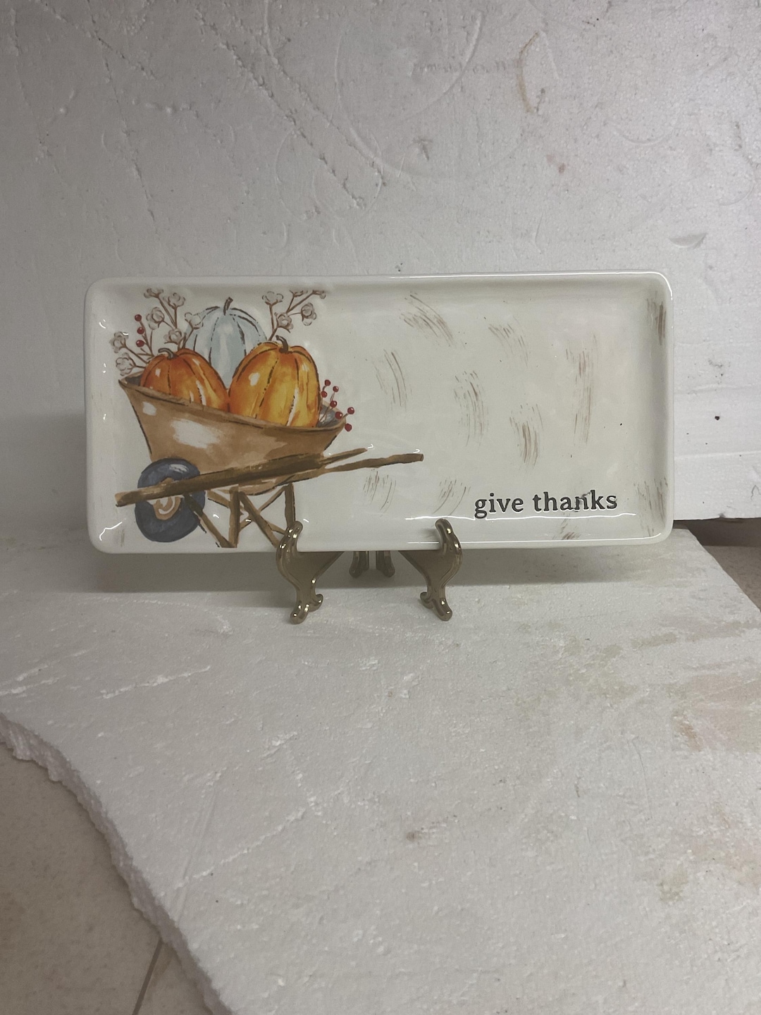 Mud Pie Hostess Rectangle Serving Tray Give Thanks ( New W/stckers ) 15 ...
