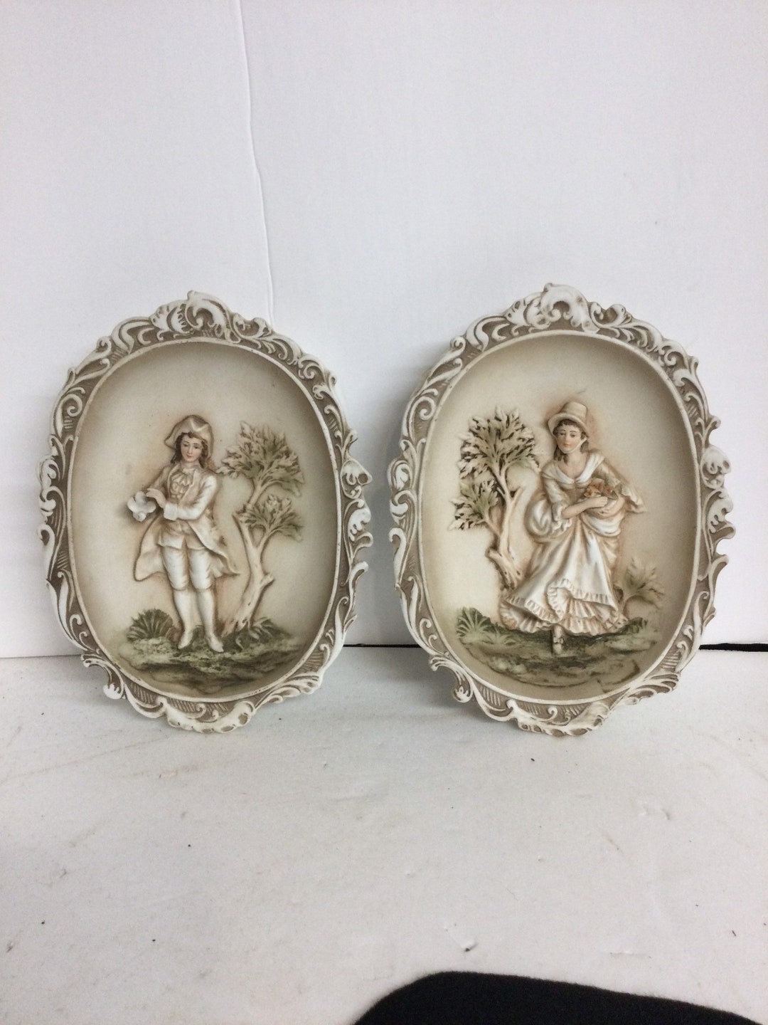 Lefton China Wall Plaque KW 115 Colonial Boy With Bird and Colonial ...