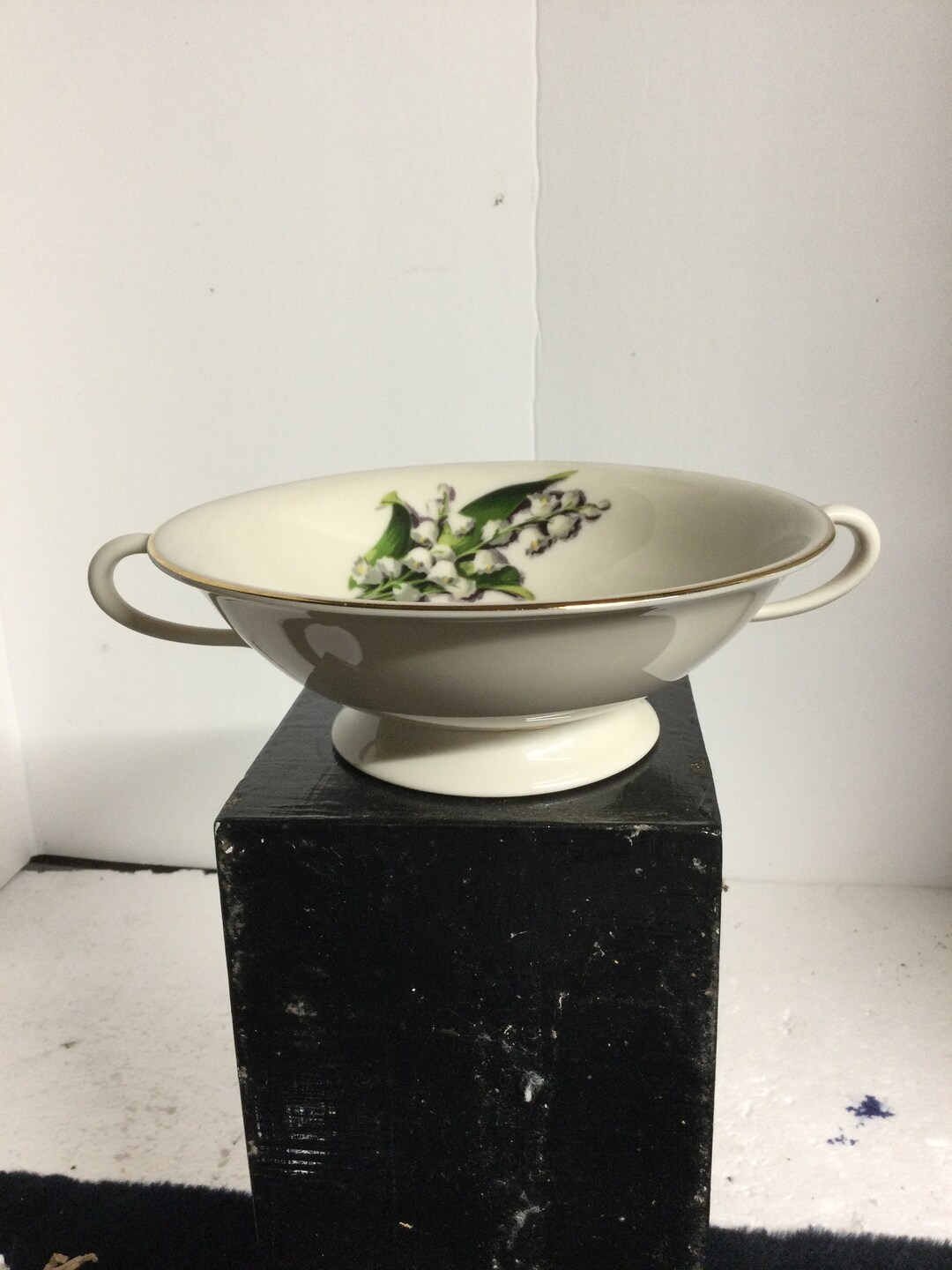 Fine Arts China Lily of the Valley Footed Cream Soup Bowls 5.5” X 2” T ...