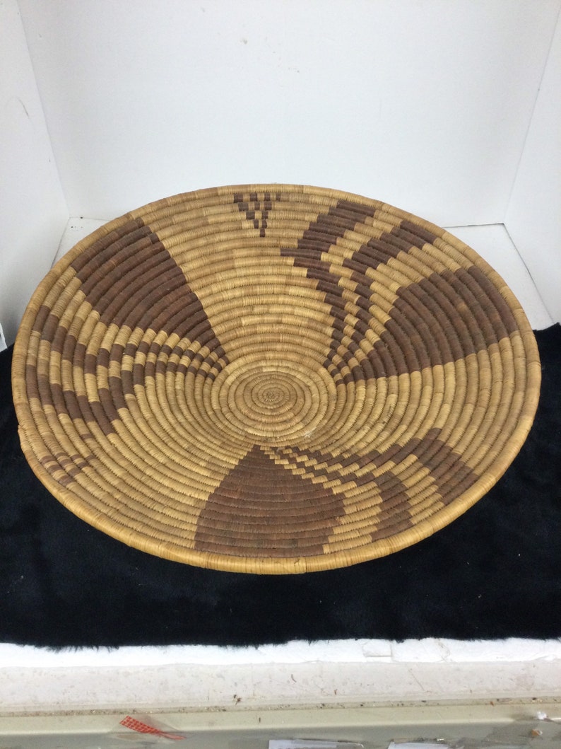Hand Woven Coiled Rope Basket Bowl 16.5” X 4.75” With Wall Hanger ...