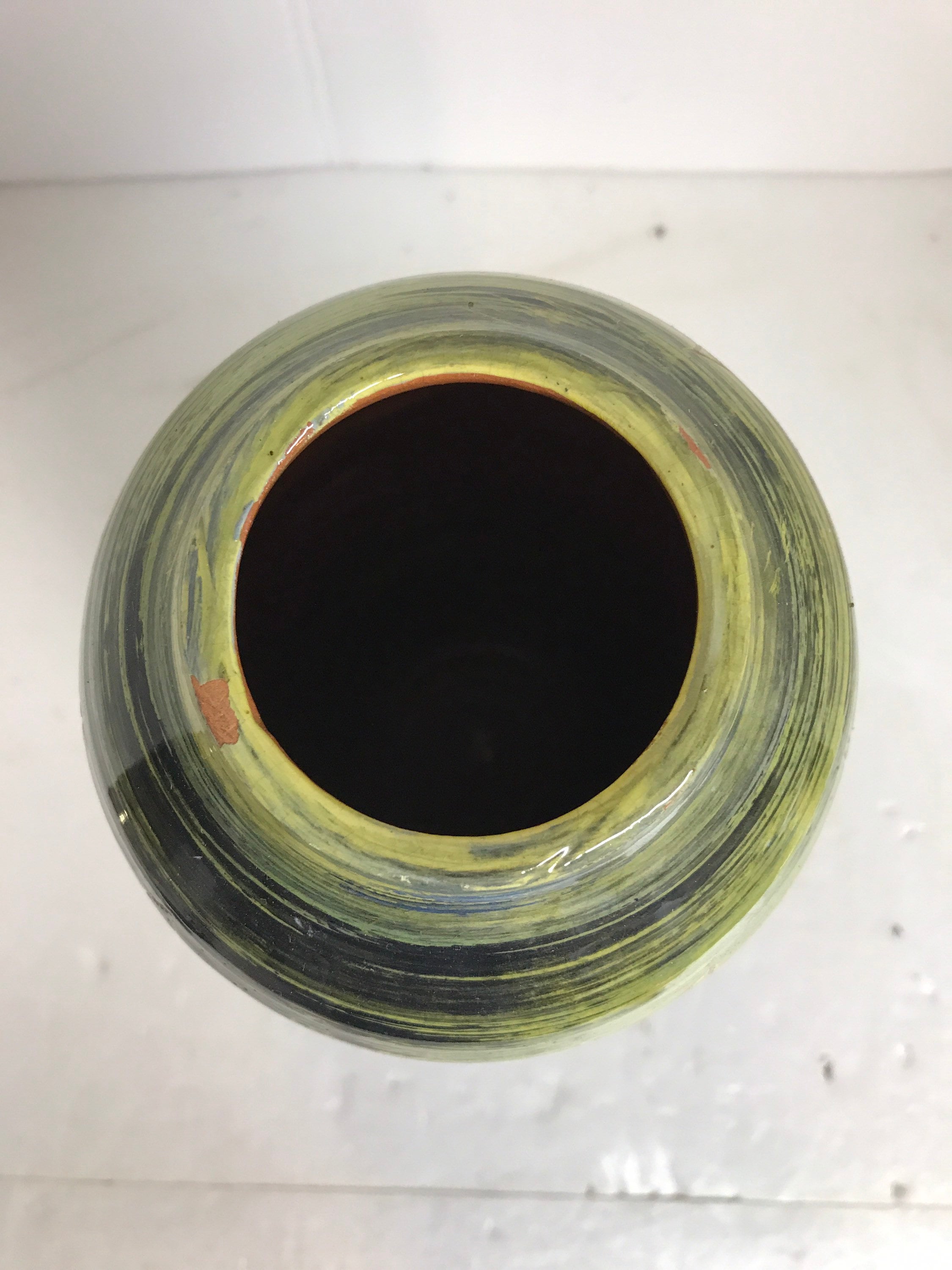 IRIE Ceramic Pottery Vase Leaf Carved Under Glaze 10” T 4.5” W 2 ...