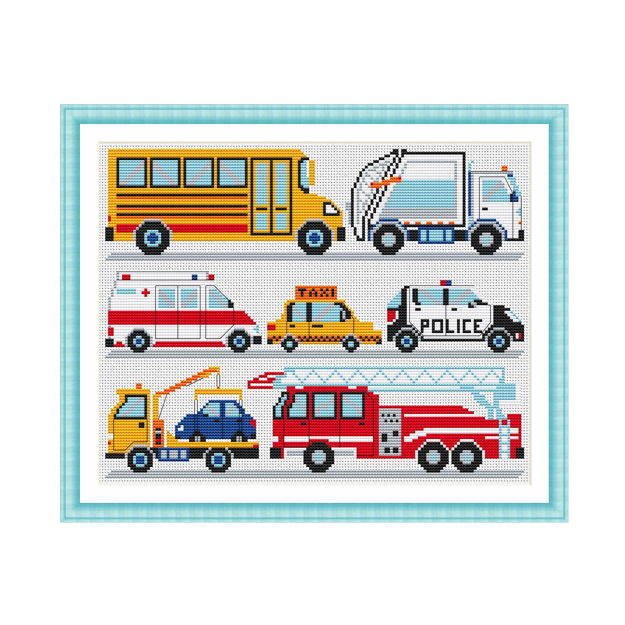 SET of 2 PDF Counted Cross Stitch Pattern City Cars Boys Room | Etsy