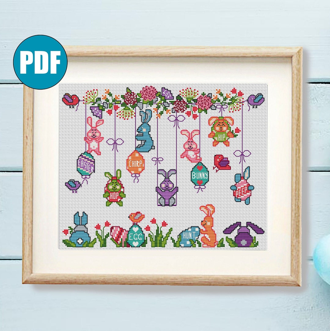 Easter Bunny Cross Stitch Pattern Pdf Easter Lamb Happy Easter - Etsy