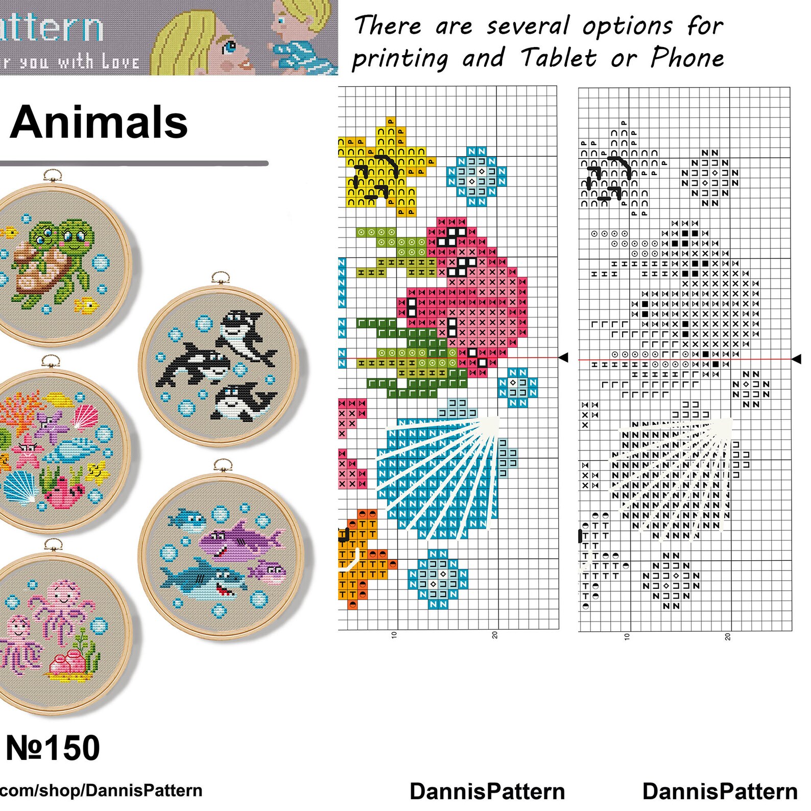 Set of 14 Sea Animals Cross Stitch Patterns Pdf Dolphin Orca | Etsy