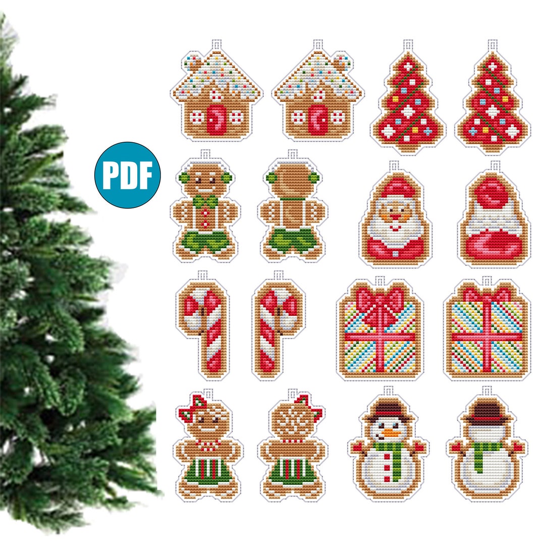 Gingerbread Figures Christmas Tree Decor for Plastic Canvas Cross ...