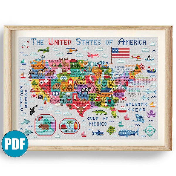 Map Cross Stitch - Etsy