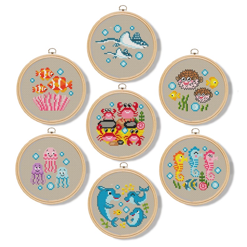 Set of 14 Sea Animals Cross Stitch Patterns Pdf Dolphin Orca | Etsy