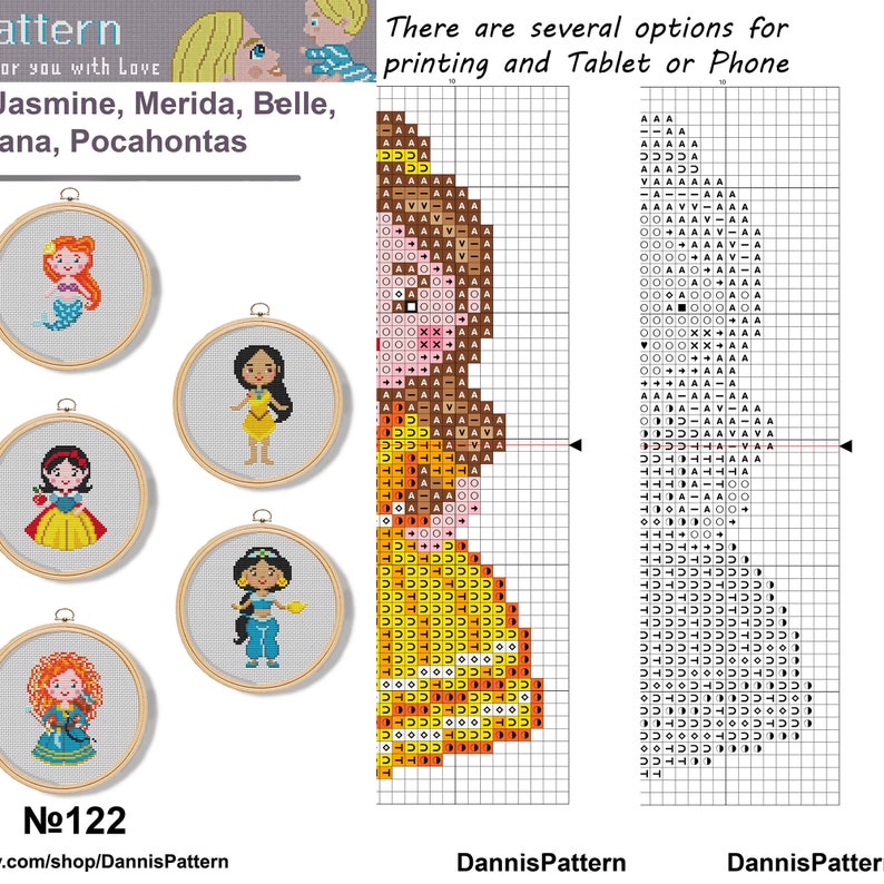 Set of 14 Princesses Cross Stitch Pattern Pdf 121 and 122 - Etsy