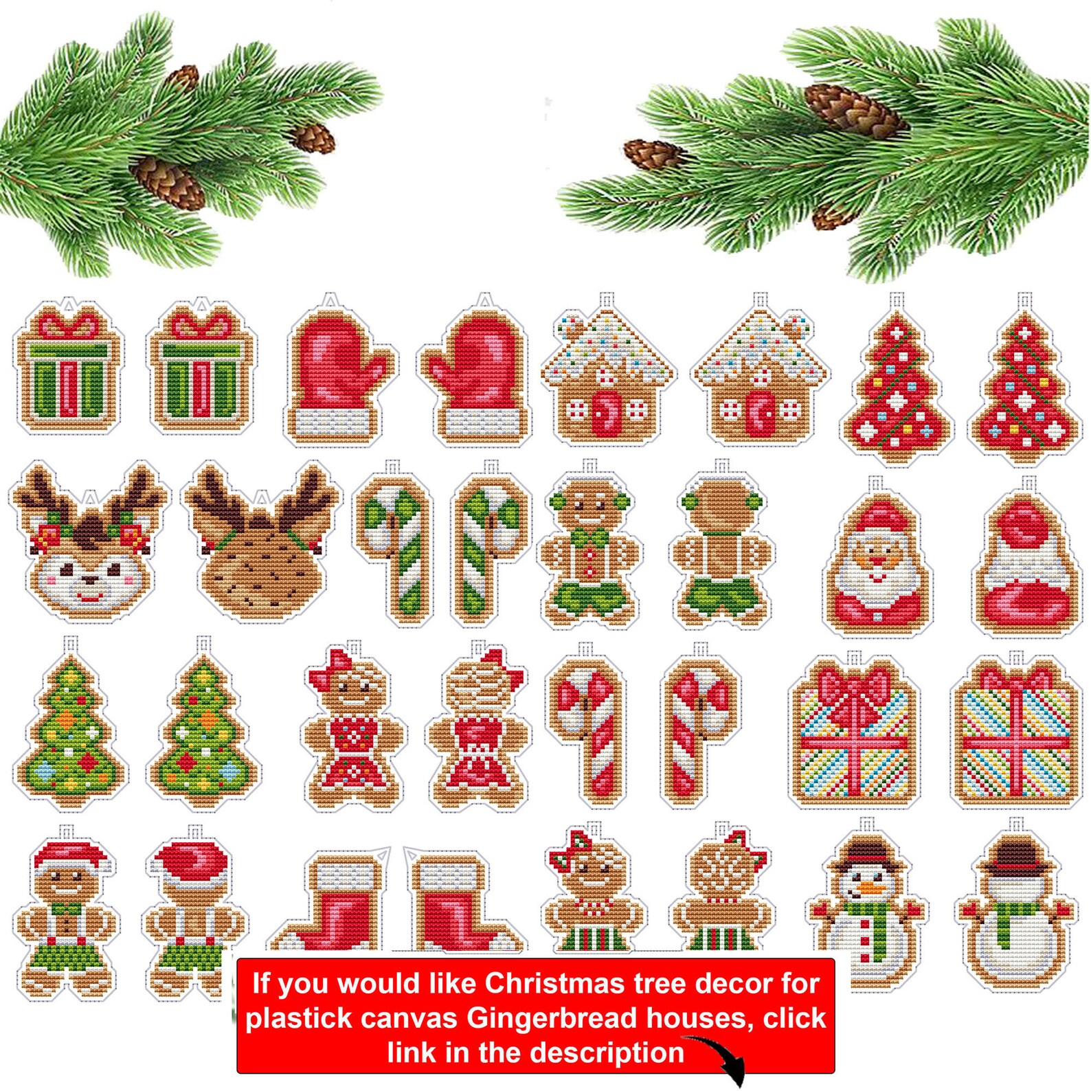 Gingerbread Figures Christmas Tree Decor for Plastic Canvas - Etsy