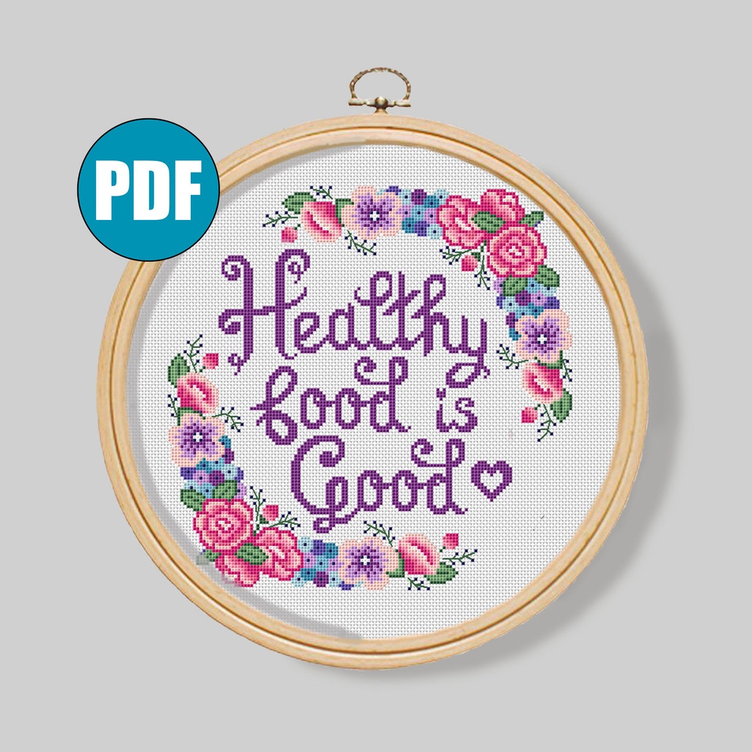 Healthy Food is Good Modern Cross Stitch Pdf Pattern 89 Flowers Cross ...