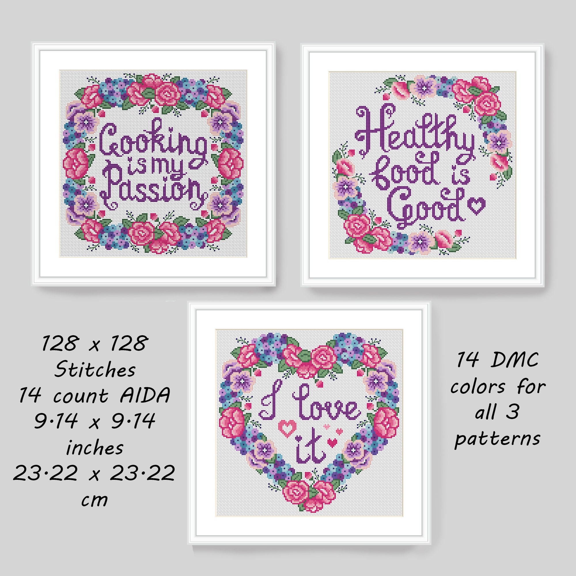 Cooking is my Passion Modern cross stitch pattern pdf 89 | Etsy