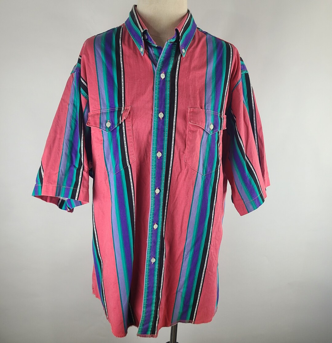 Vintage Wrangler Brushpopper Cowboy Cut X-long Tail Colorful Button up ...