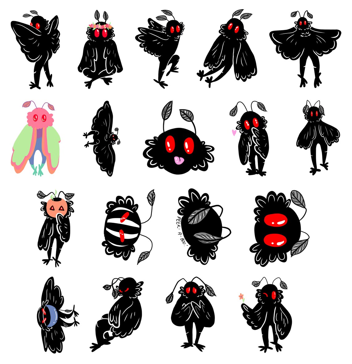 Cute Cryptid Mothman Stickers [pack of 5] - Etsy