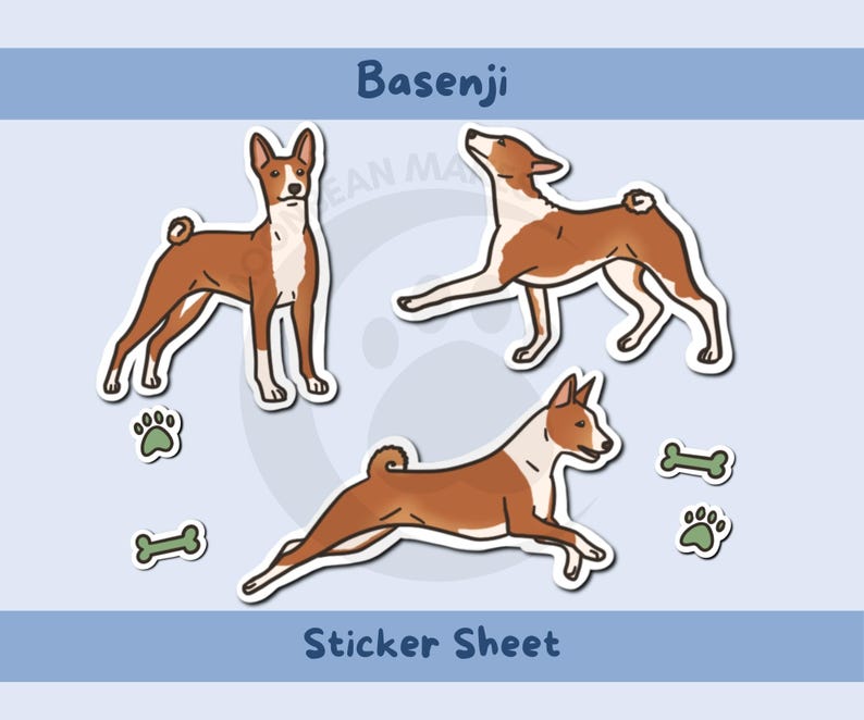 Basenji Sticker Sheet | Red & White Basenji Dog Kiss-cut Stickers ...