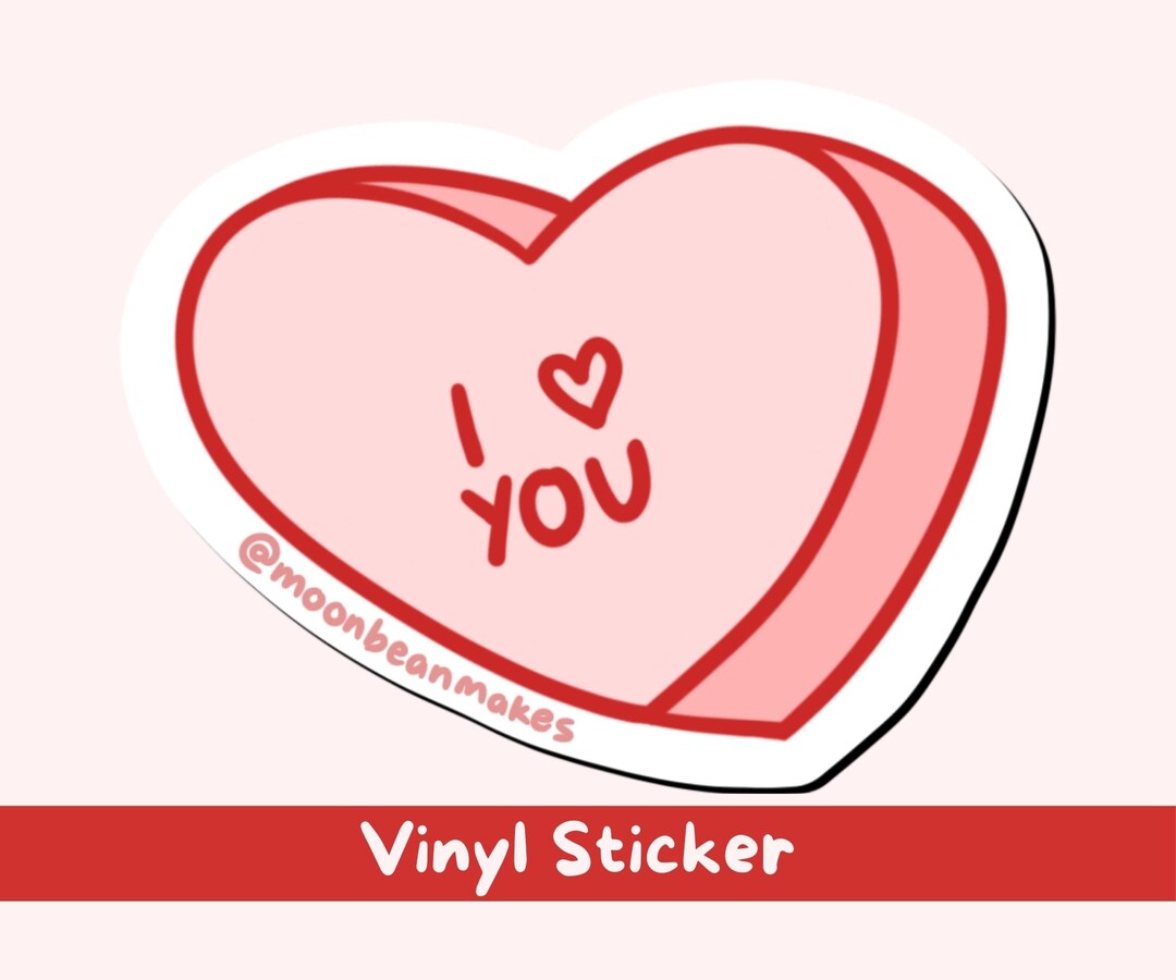 I Love You Candy Heart Vinyl Kiss-cut Sticker | Romantic Pink Heart ...