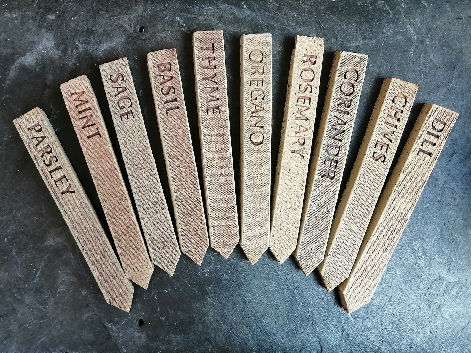 Handmade Pottery Herb Plant Markers - Bundle of 10 - Etsy UK
