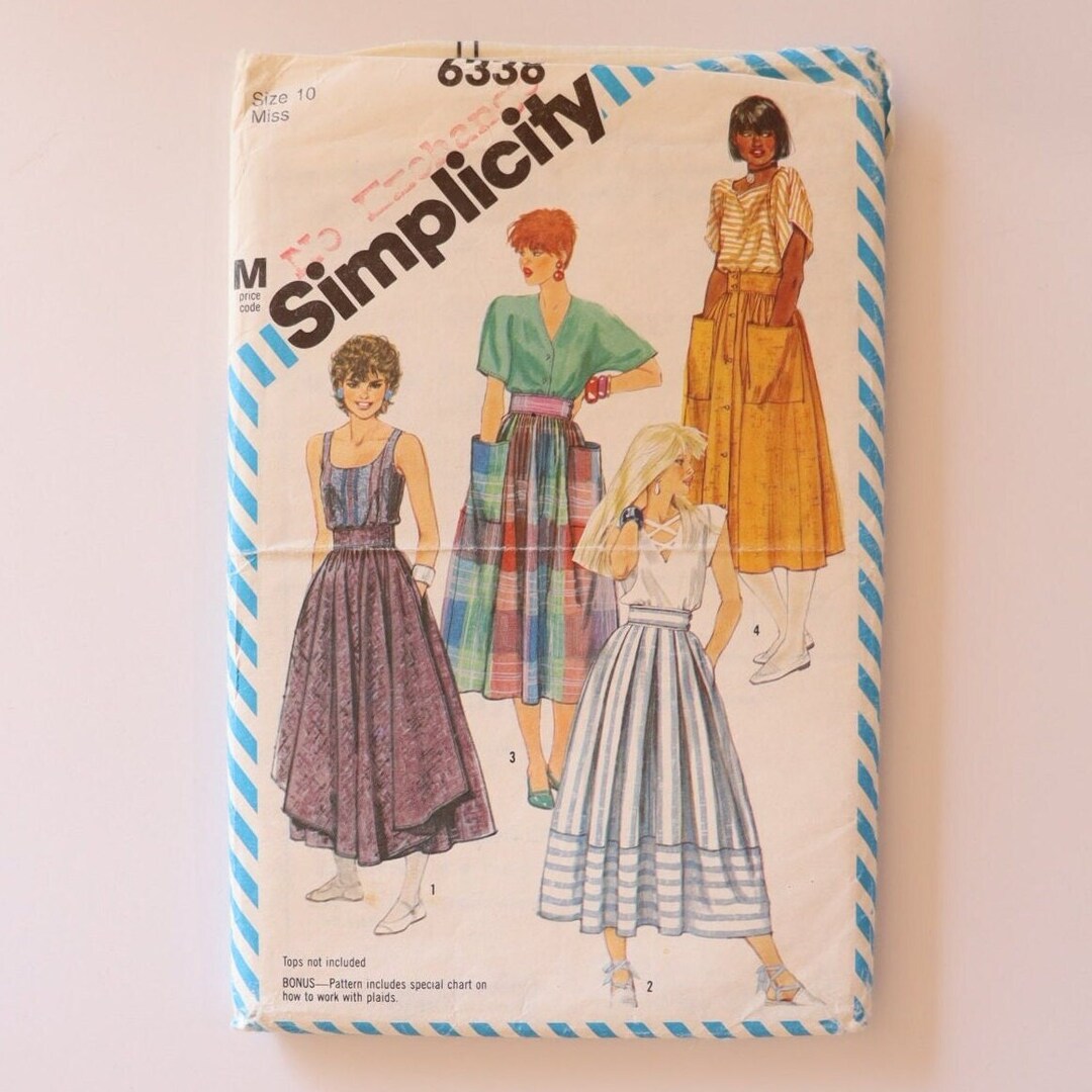 6338 Simplicity Pattern Womens Skirts in Two Lengths Size 10 Vintage ...
